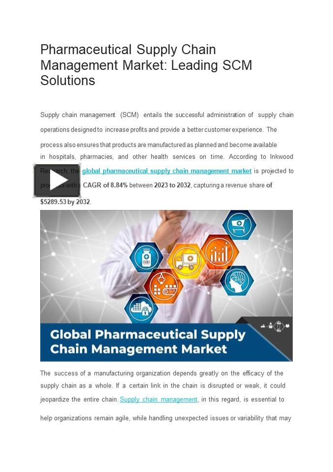 Pharmaceutical Supply Chain Management Market: Leading SCM Solutions ...