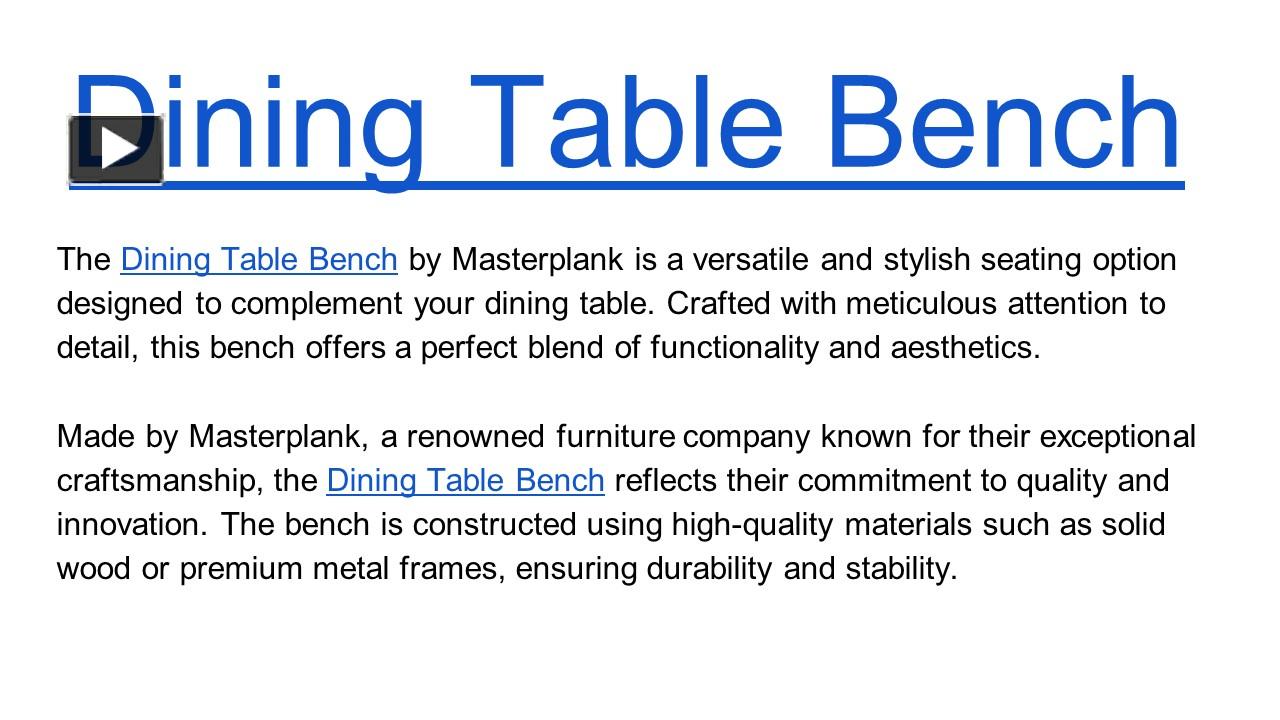 PPT – Dining Table Bench PowerPoint presentation | free to download ...