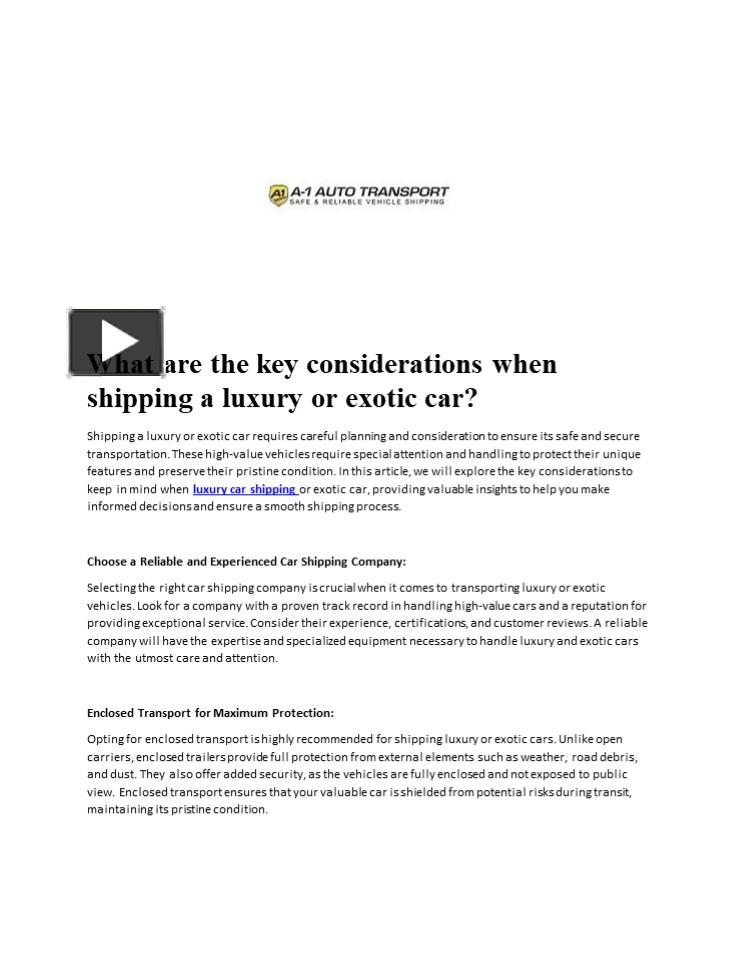 PPT – Luxury car shipping PowerPoint presentation | free to download ...
