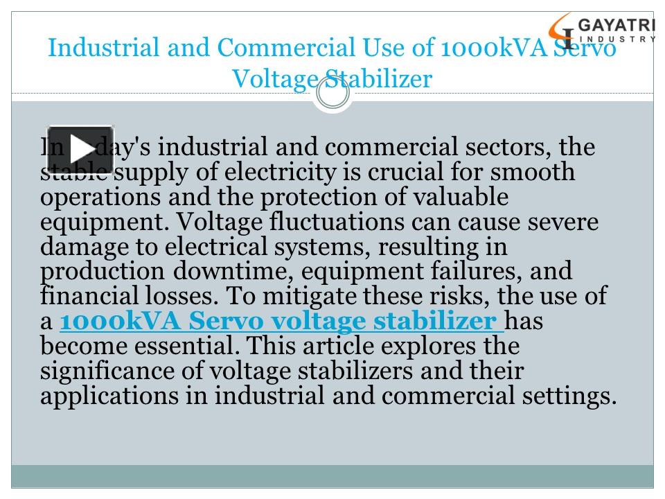 Industrial and Commercial Use of 1000kVA Servo Voltage Stabilizer ...