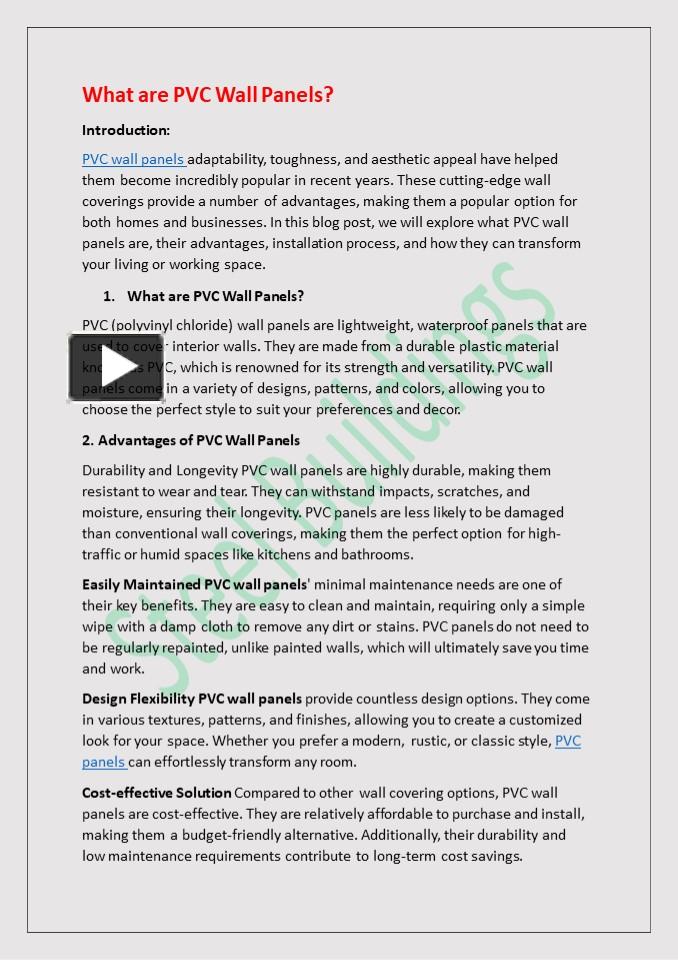 What are PVC Wall Panels? presentation | free to download
