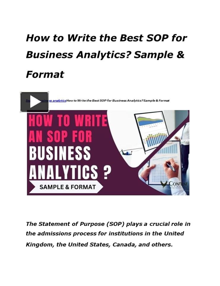 How to Write the Best SOP for Business Analytics? Sample & Format ...