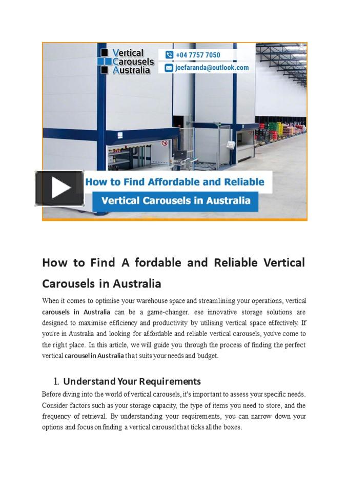 PPT – How to Find Affordable and Reliable Vertical Carousels in ...