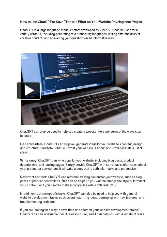 How to Use ChatGPT to Save Time and Effort on Your Website Development ...