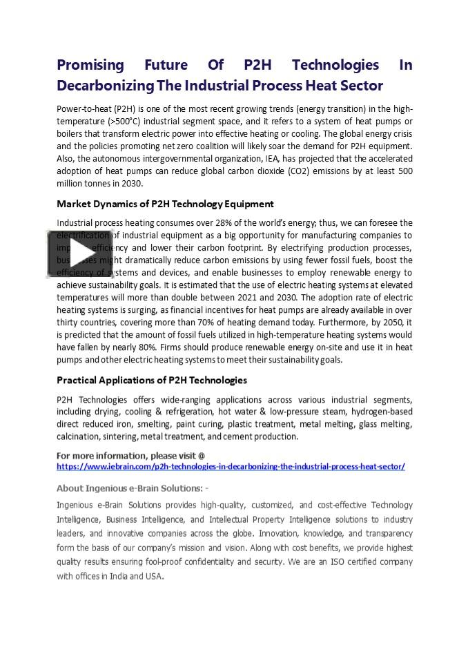 PPT – Promising Future Of P2H Technologies In Decarbonizing The ...