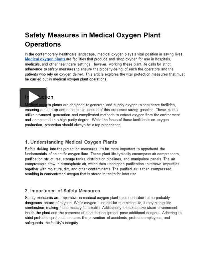 Safety Measures in Medical Oxygen Plant Operations presentation | free ...
