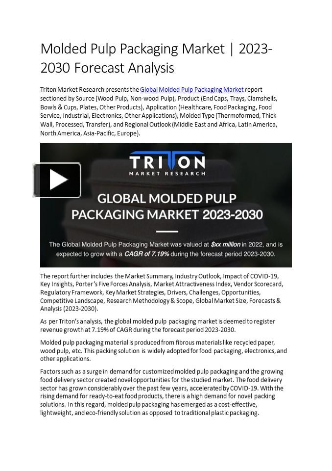 Molded Pulp Packaging Market | 2023-2030 Forecast Analysis presentation ...
