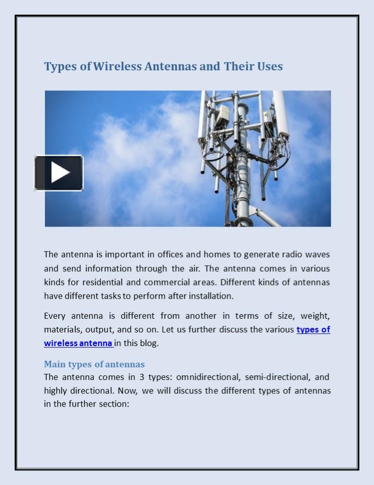 PPT – Types of Wireless Antennas and Their Uses PowerPoint presentation ...