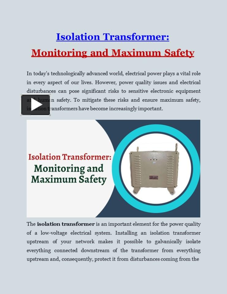 Isolation Transformer: Monitoring and Maximum Safety presentation ...