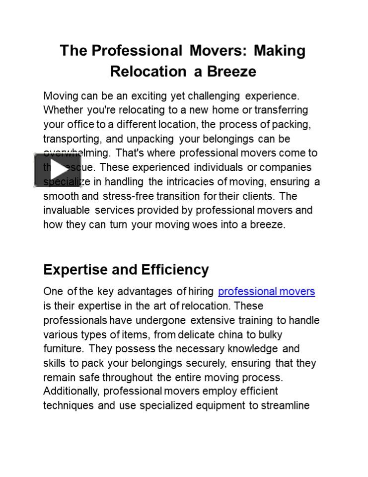 Ppt The Professional Movers Powerpoint Presentation Free To