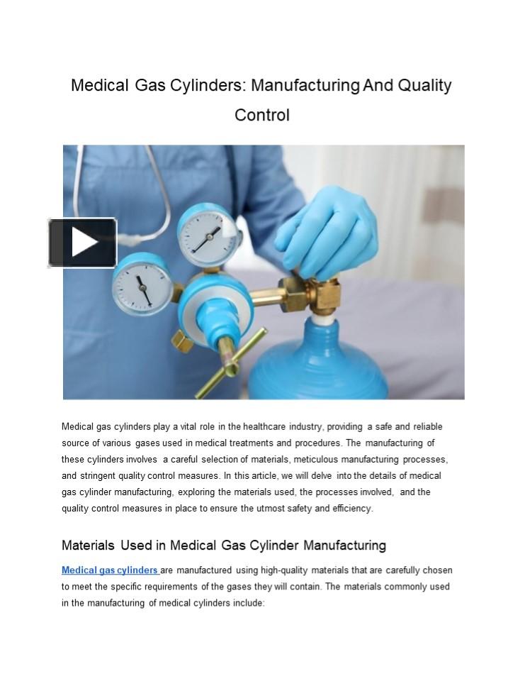 PPT – MEDICAL GAS CYLINDERS: MANUFACTURING AND QUALITY CONTROL ...