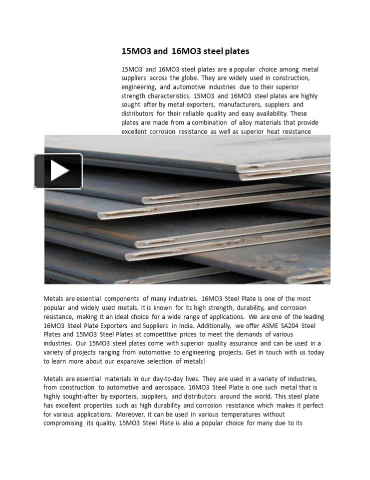 16Mo3 Steel Plate Suppliers presentation | free to download