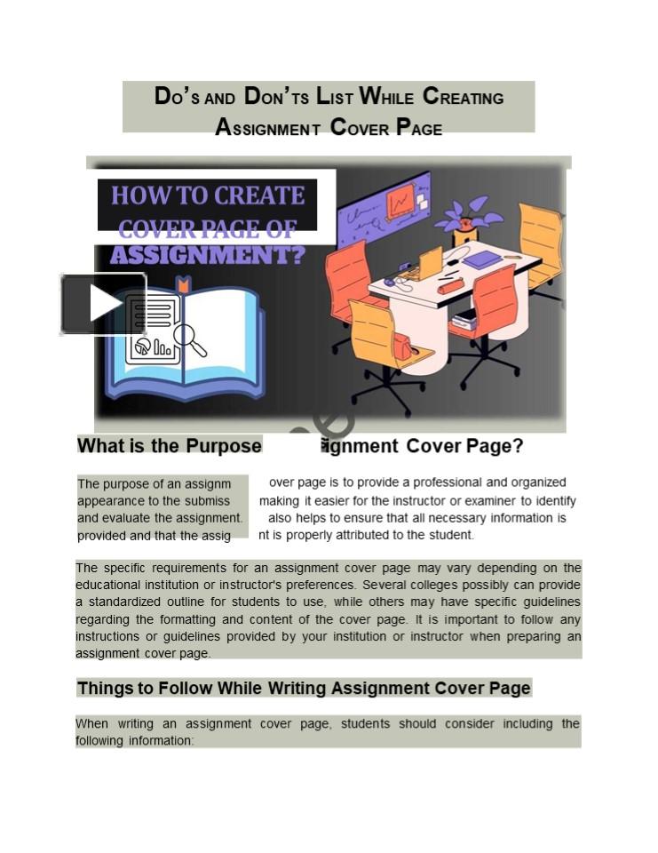 PPT – Do’s and Don’ts List While Creating Assignment Cover Page ...