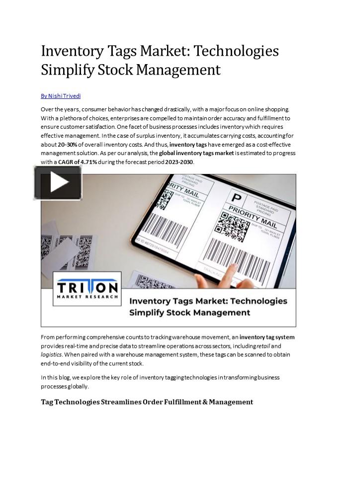 PPT – Inventory Tags Market: Technologies Simplify Stock Management ...