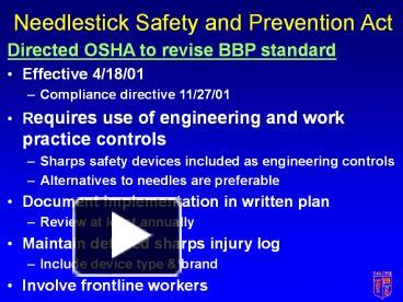 PPT – Needlestick Safety and Prevention Act PowerPoint presentation ...