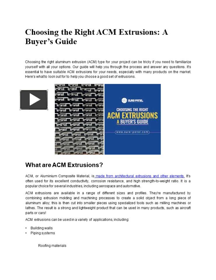 Choosing the Right ACM Extrusions: A Buyer's Guide presentation | free ...