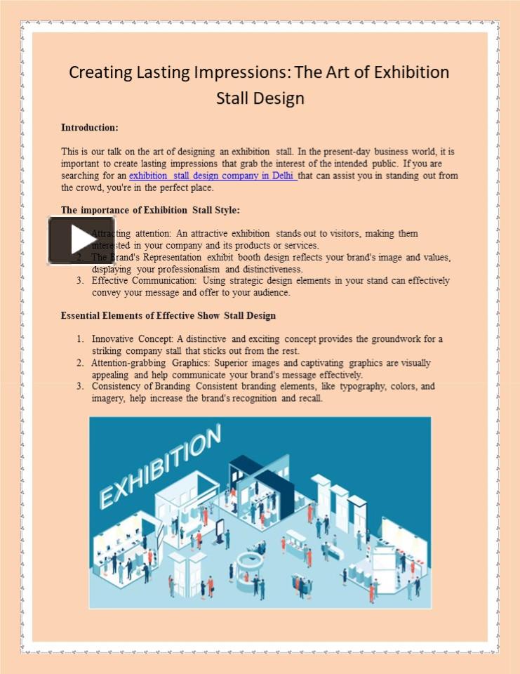Creating Lasting Impressions: The Art of Exhibition Stall Design ...