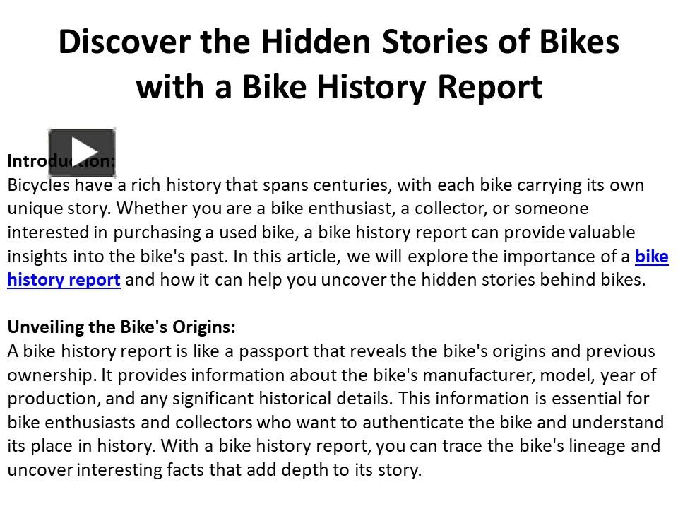 Bike History Report (1) presentation | free to download