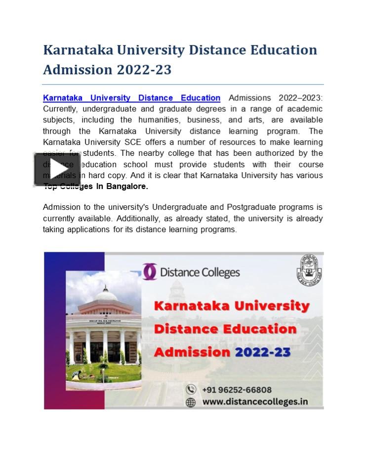 PPT – Karnataka University Distance Education PowerPoint presentation ...