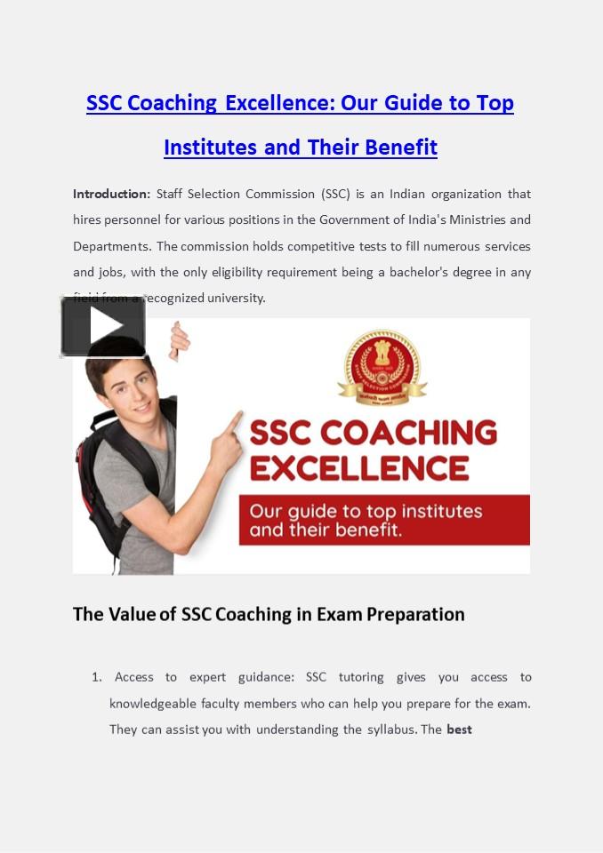 SSC Coaching Excellence: Our Guide To Top Institutes And Their Benefits ...