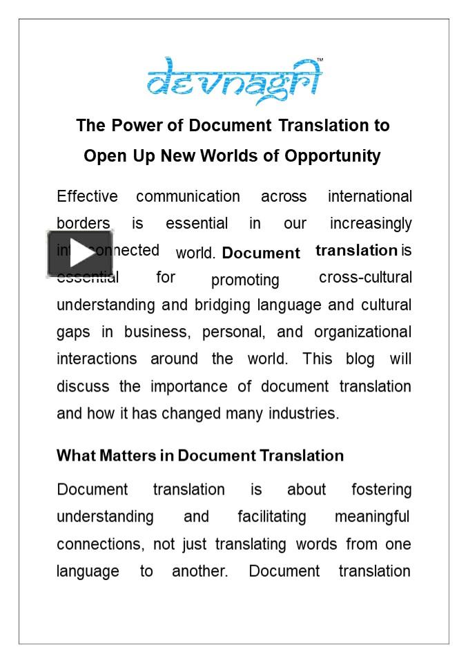 The Power of Document Translation to Open Up New Worlds of Opportunity ...