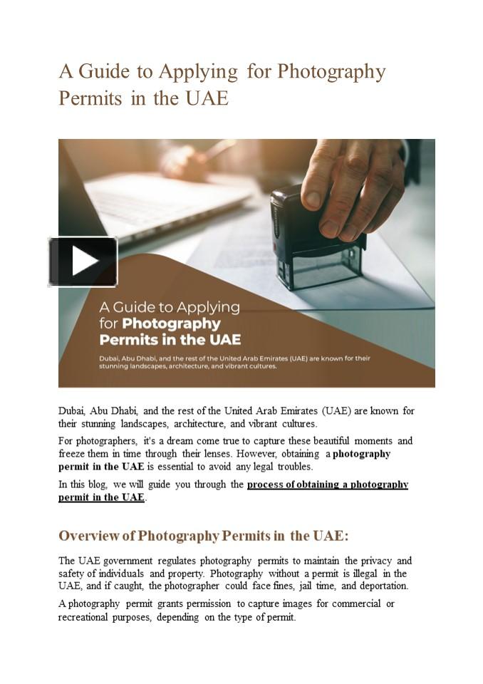 PPT – A Guide to Applying for Photography Permits in the UAE PowerPoint ...
