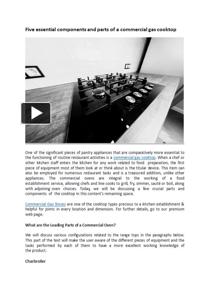 Five essential components and parts of a commercial gas cooktop ...