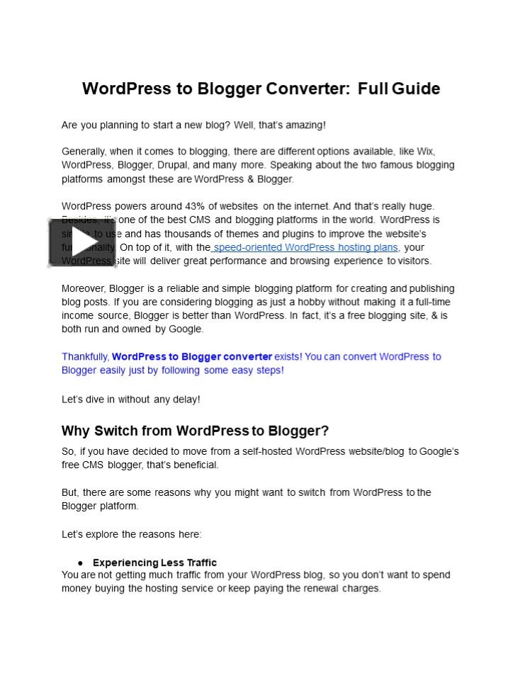 PPT – WordPress To Blogger Converter Guide PowerPoint presentation ...