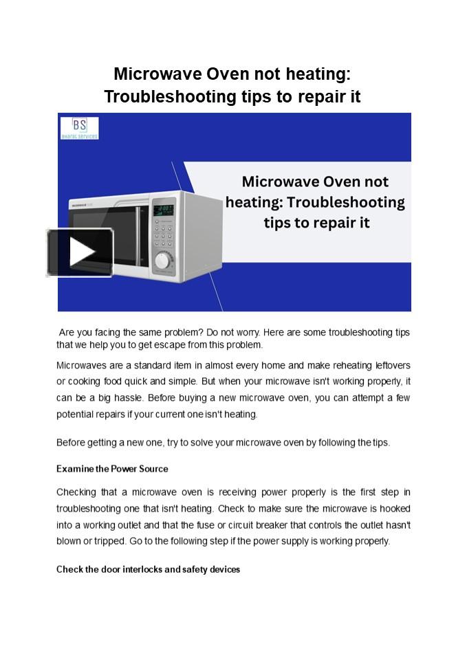 Microwave Oven not heating: Troubleshooting tips to repair it ...