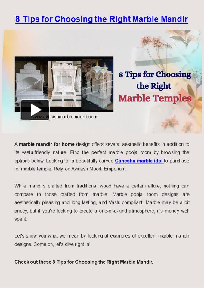 PPT – 8 Tips for Choosing the Right Marble Mandir PowerPoint ...