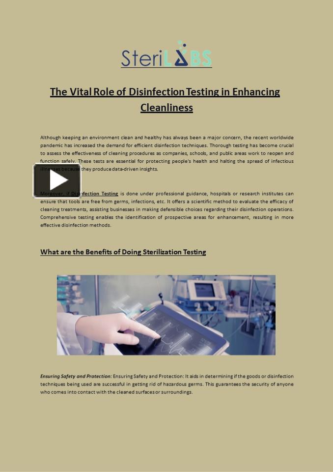 PPT – The Vital Role of Disinfection Testing in Enhancing Cleanliness ...