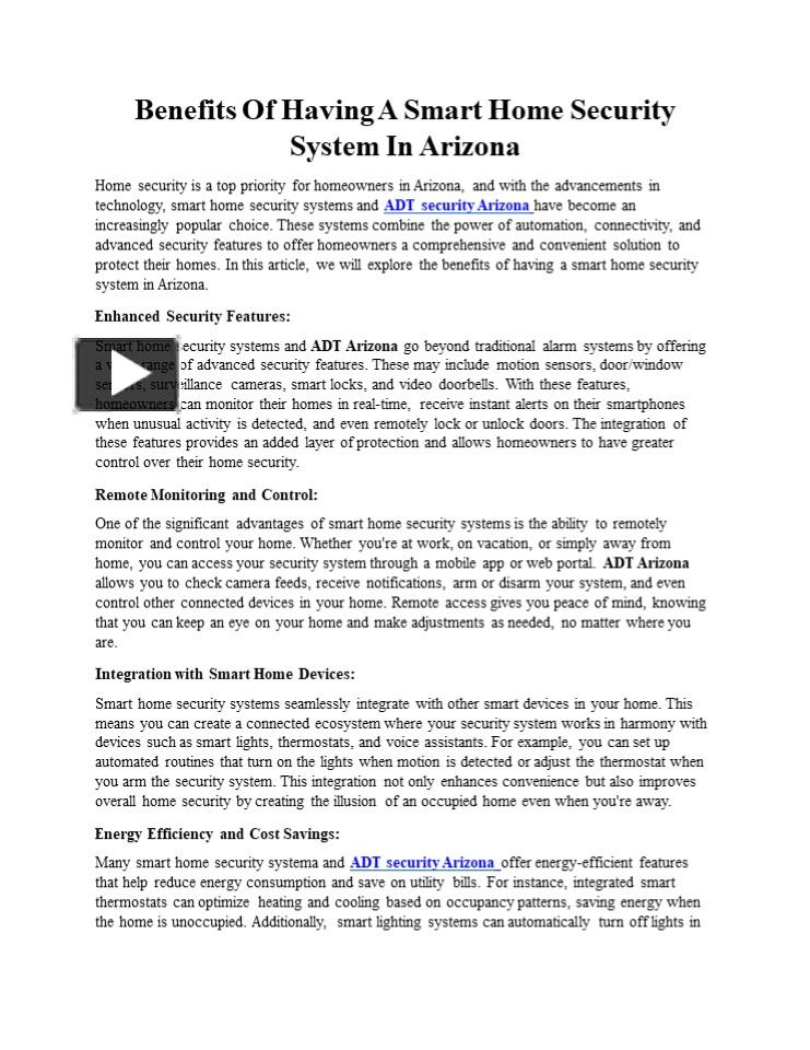 Benefits Of Having A Smart Home Security System In Arizona presentation ...
