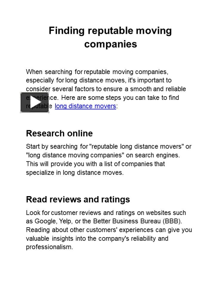PPT – Finding reputable moving companies PowerPoint presentation | free ...