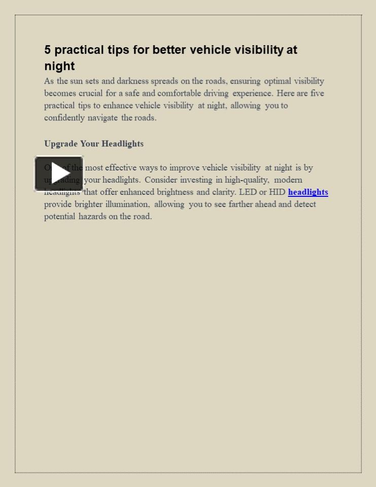PPT – 5 practical tips for better vehicle visibility at night ...