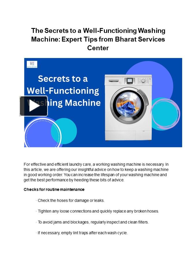 PPT – The Secrets to a Well-Functioning Washing Machine: Expert Tips ...