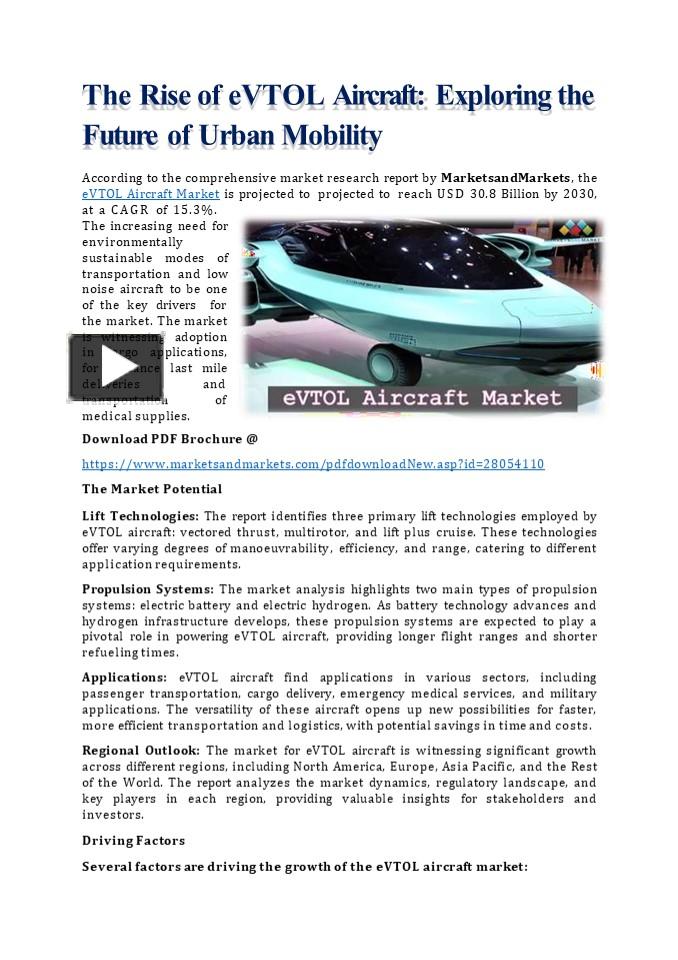 PPT – The Rise of eVTOL Aircraft: Exploring the Future of Urban ...