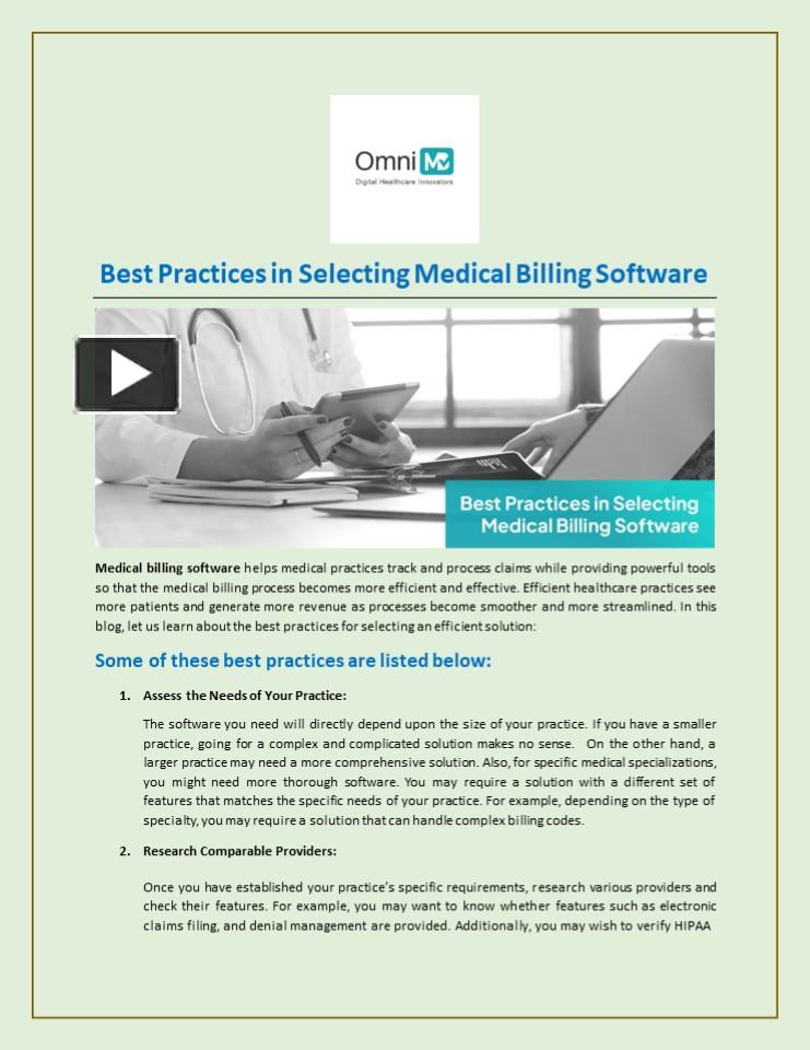 PPT – Best Practices in Selecting Medical Billing Software PowerPoint ...