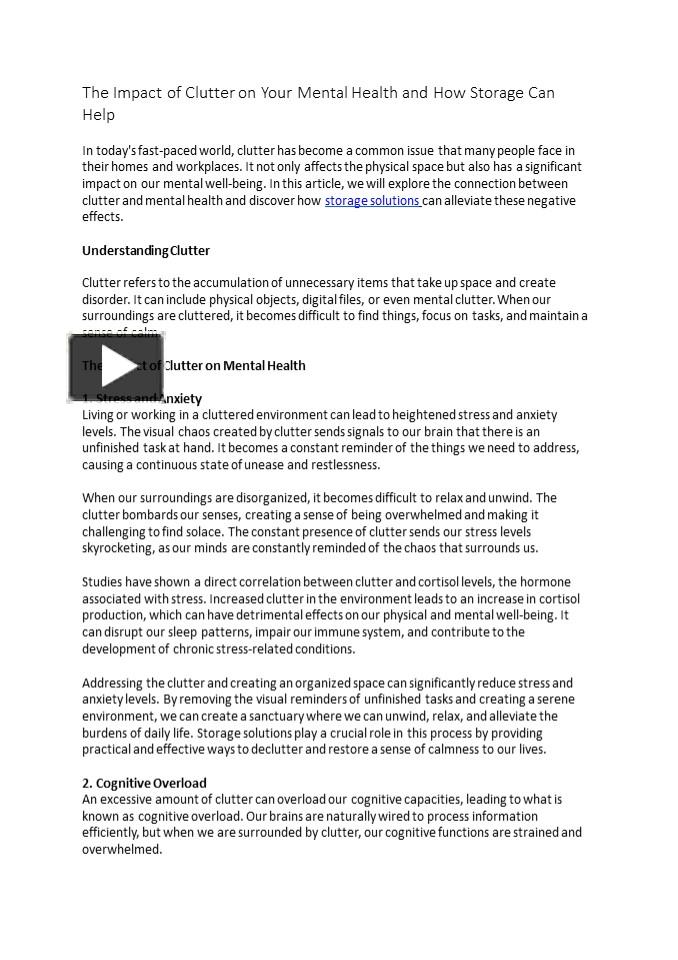 The Impact of Clutter on Your Mental Health and How Storage Can Help ...