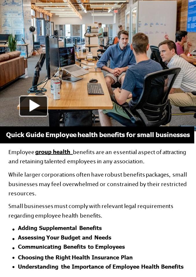 Quick Guide Employee health benefits for small businesses presentation ...