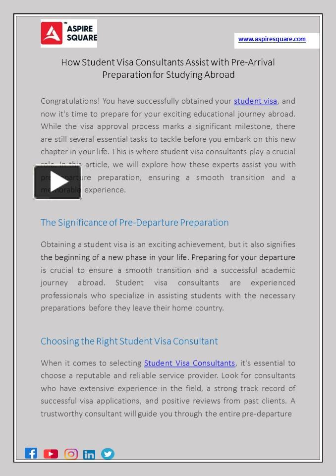 PPT – How Student Visa Consultants Assist with Pre-Arrival Preparation ...