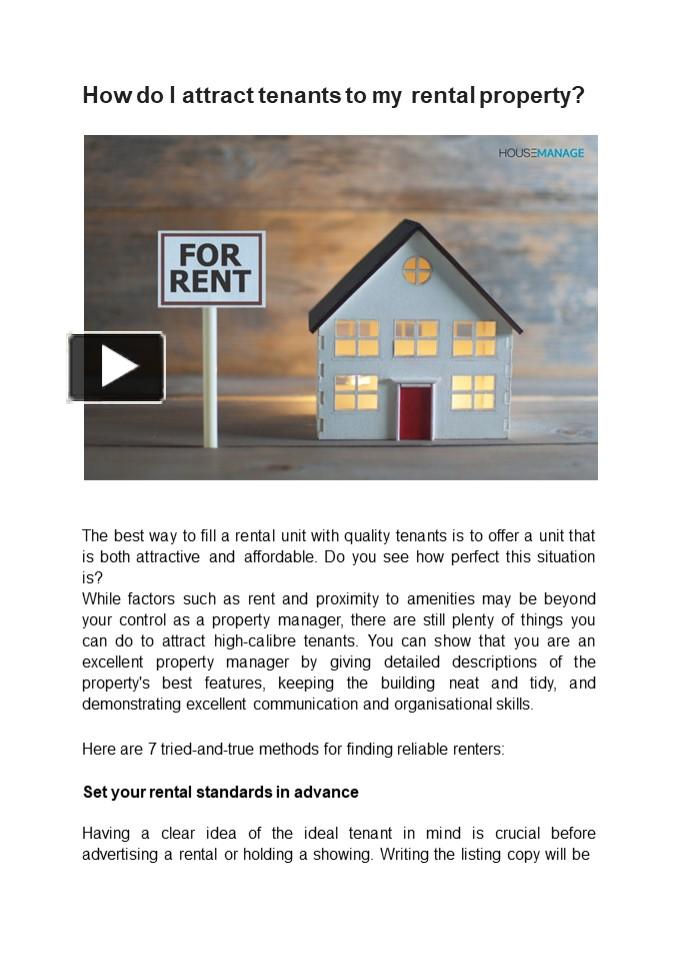 How do I attract tenants to my rental property? presentation | free to ...