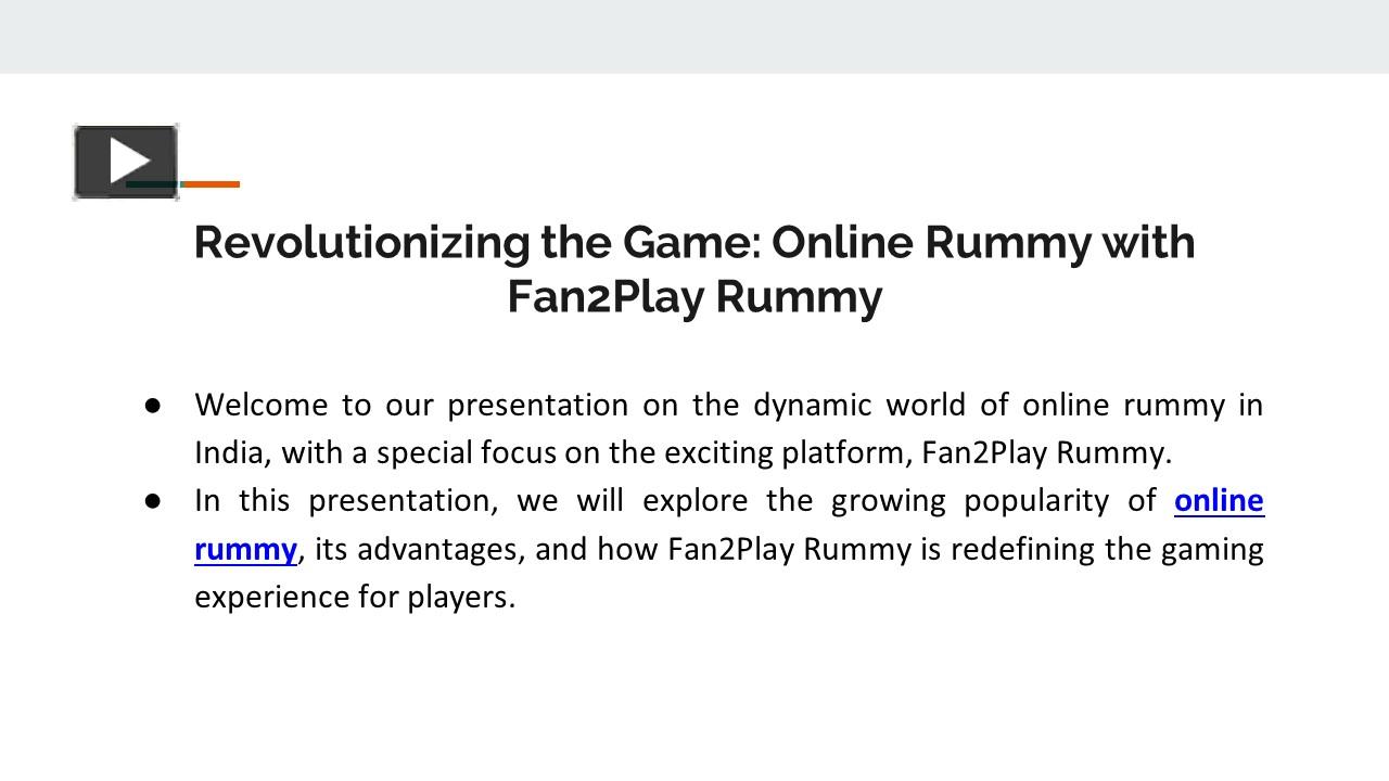 Revolutionizing the Game: Online Rummy with Fan2Play Rummy presentation ...