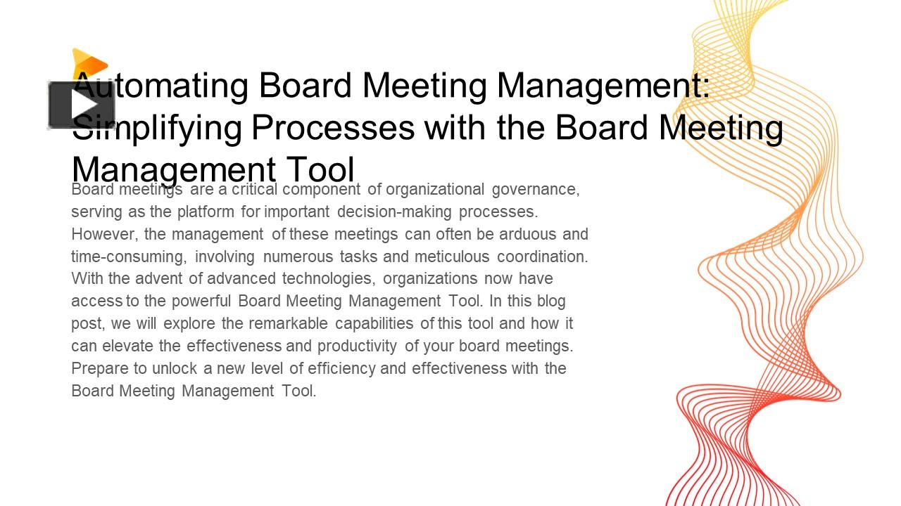 Board Meeting Management Tool presentation | free to download