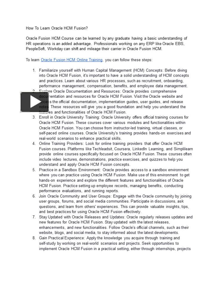 PPT – How To Learn Oracle HCM Fusion? PowerPoint presentation | free to ...