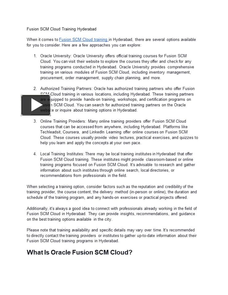 PPT – Fusion SCM Cloud Training Hyderabad PowerPoint presentation ...