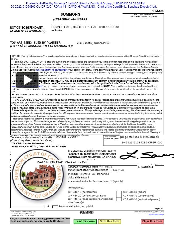 PPT – Summons Issued and Filed, FILED, 12012022 PowerPoint presentation ...