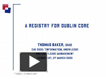 A Registry for Dublin Core presentation | free to download