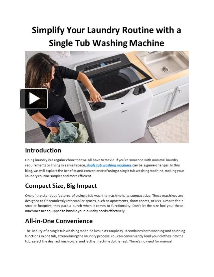 Simplify Your Laundry Routine with a Single Tub Washing Machine ...