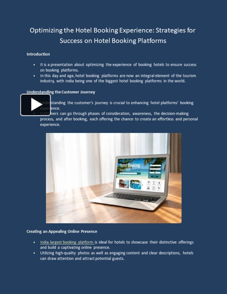 Optimizing the Hotel Booking Experience: Strategies for Success on ...
