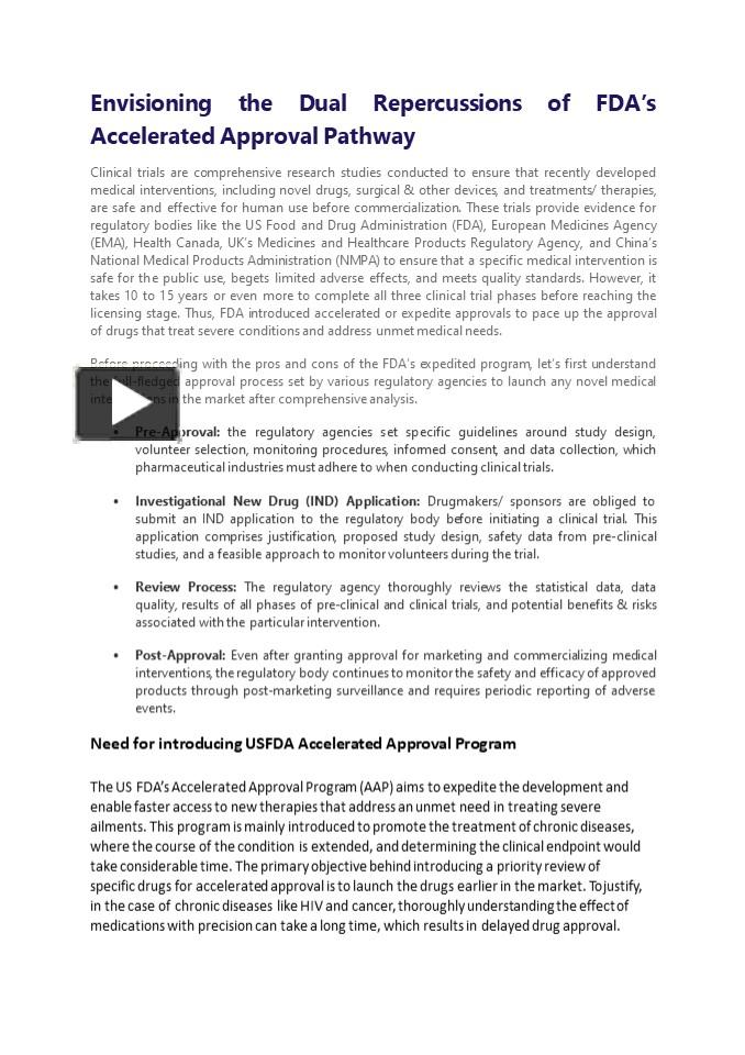 Envisioning the Dual Repercussions of FDA’s Accelerated Approval ...